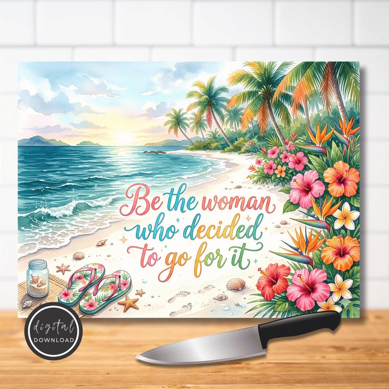 Be the Woman Who Went for It Cutting Board PNG | Beach Scene ...