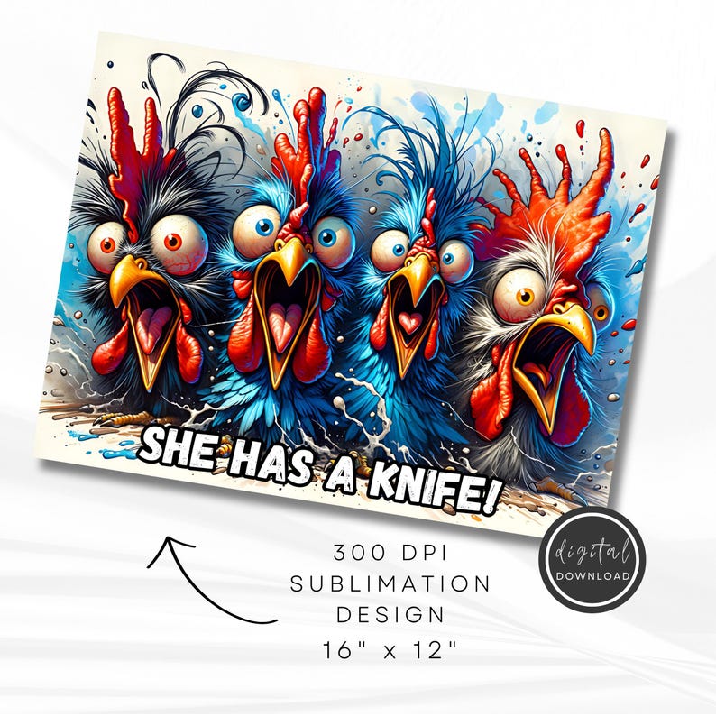 Funny Chickens Cutting Board Sublimation Design, She Has A Knife Farm ...