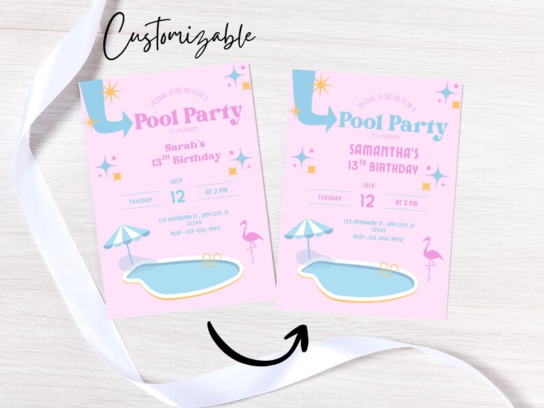 Retro Pool Party Invitation, Swim Birthday Invite (editable Canva ...
