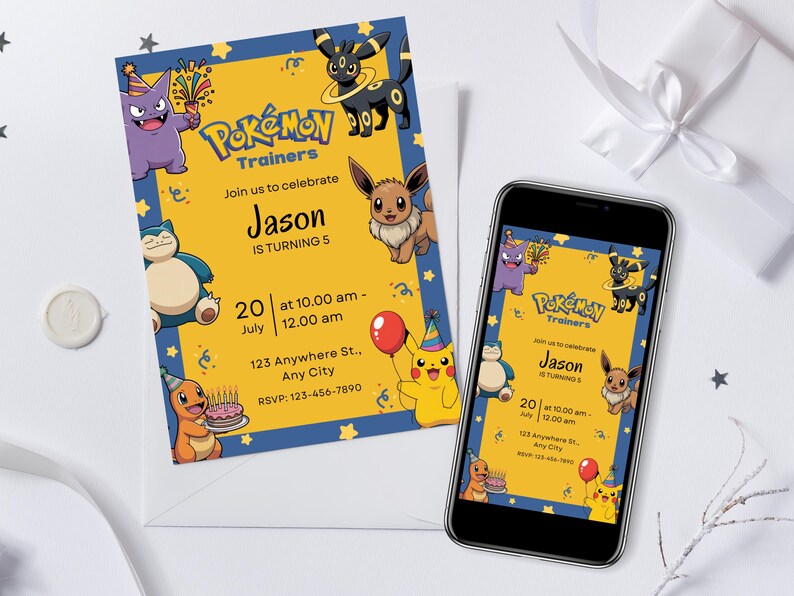 Pokémon Birthday Invitation, Pokémon Party Kids Invite (editable Canva ...