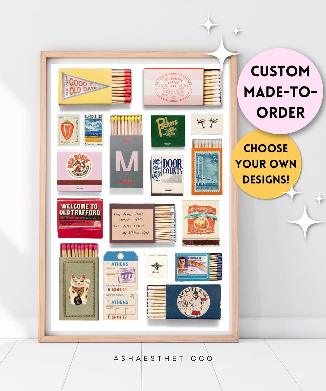Custom Matchbook Poster Art, Personalized Matchbox Art, Matchbook ...