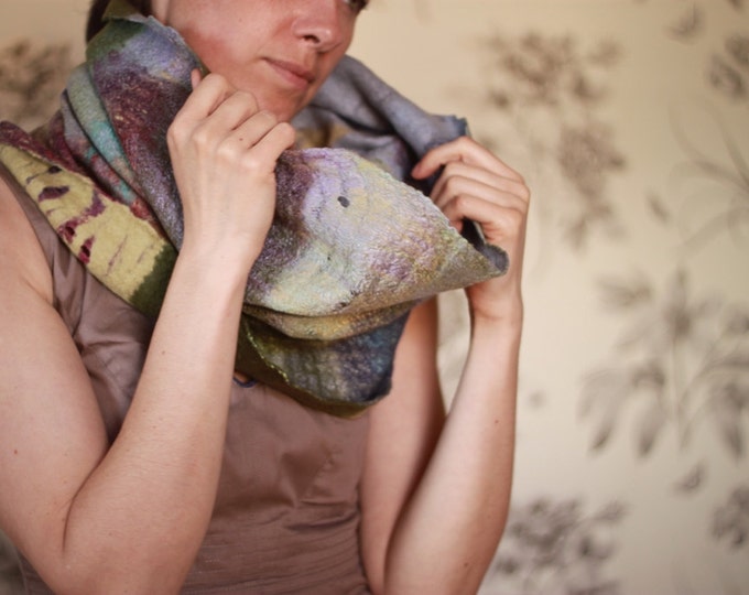 Felted Infinity Scarf Cobweb Cowl Hood Cover Reversible - Etsy