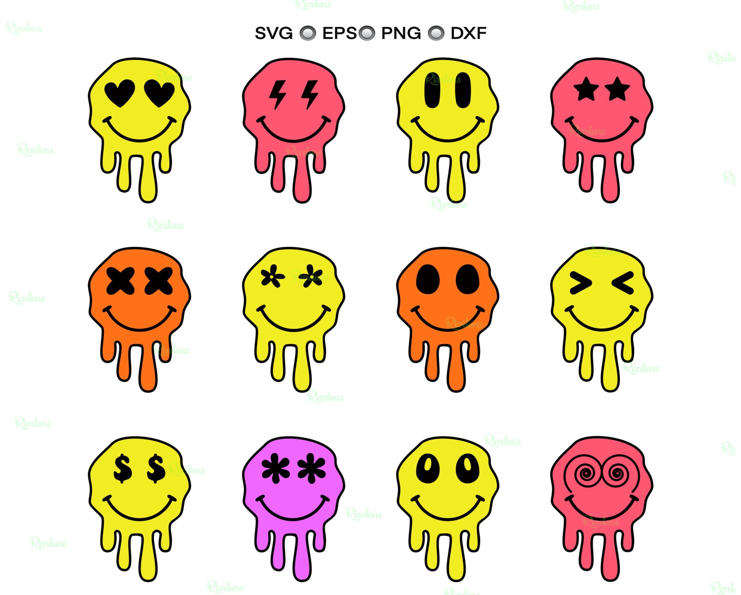Melted Smiley Face Svg, Dripping Smiley Png, Melting Emoji Svg, Drippy ...