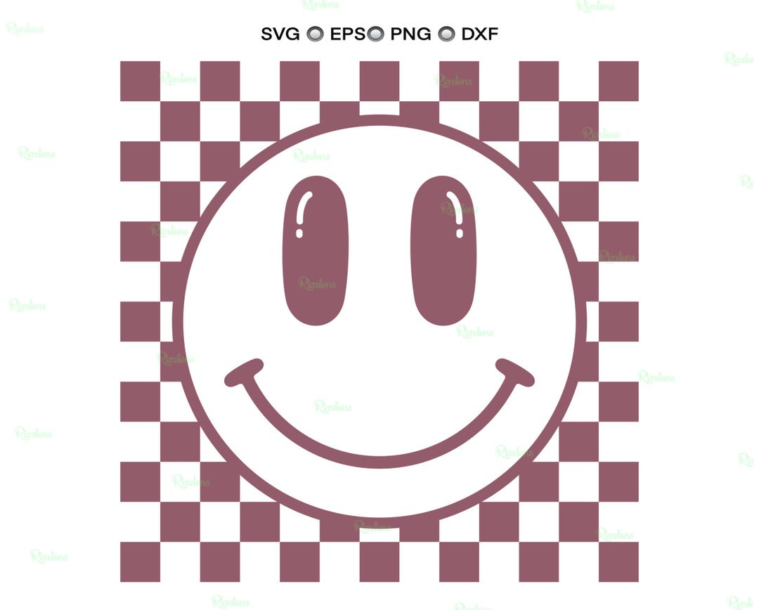 Checkered Smiley Face SVG PNG DXF Cricut File for Trendy Aesthetic ...