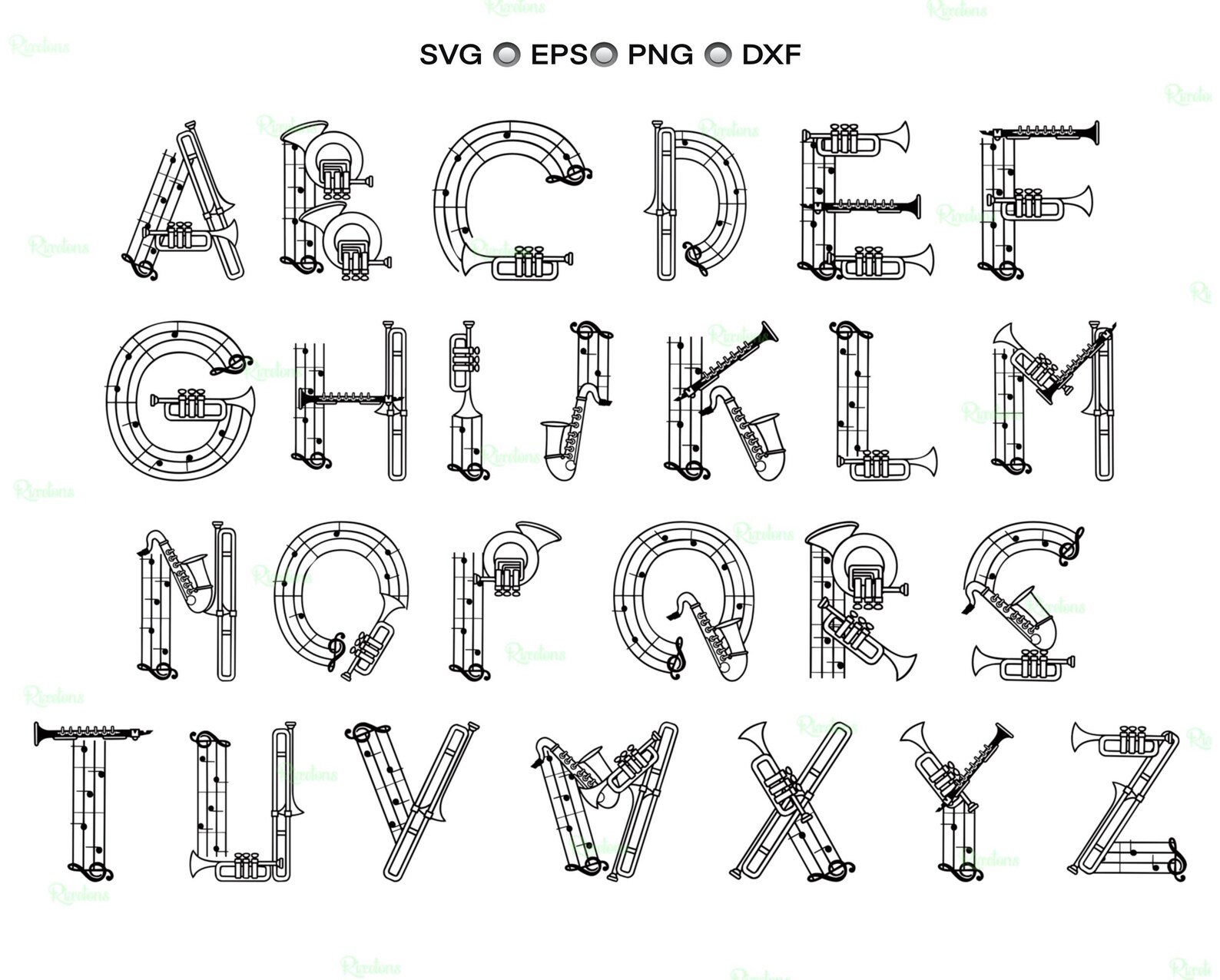 Music Font, Musical Svg, Music Alphabet, Musical Instrument Svg, Music ...