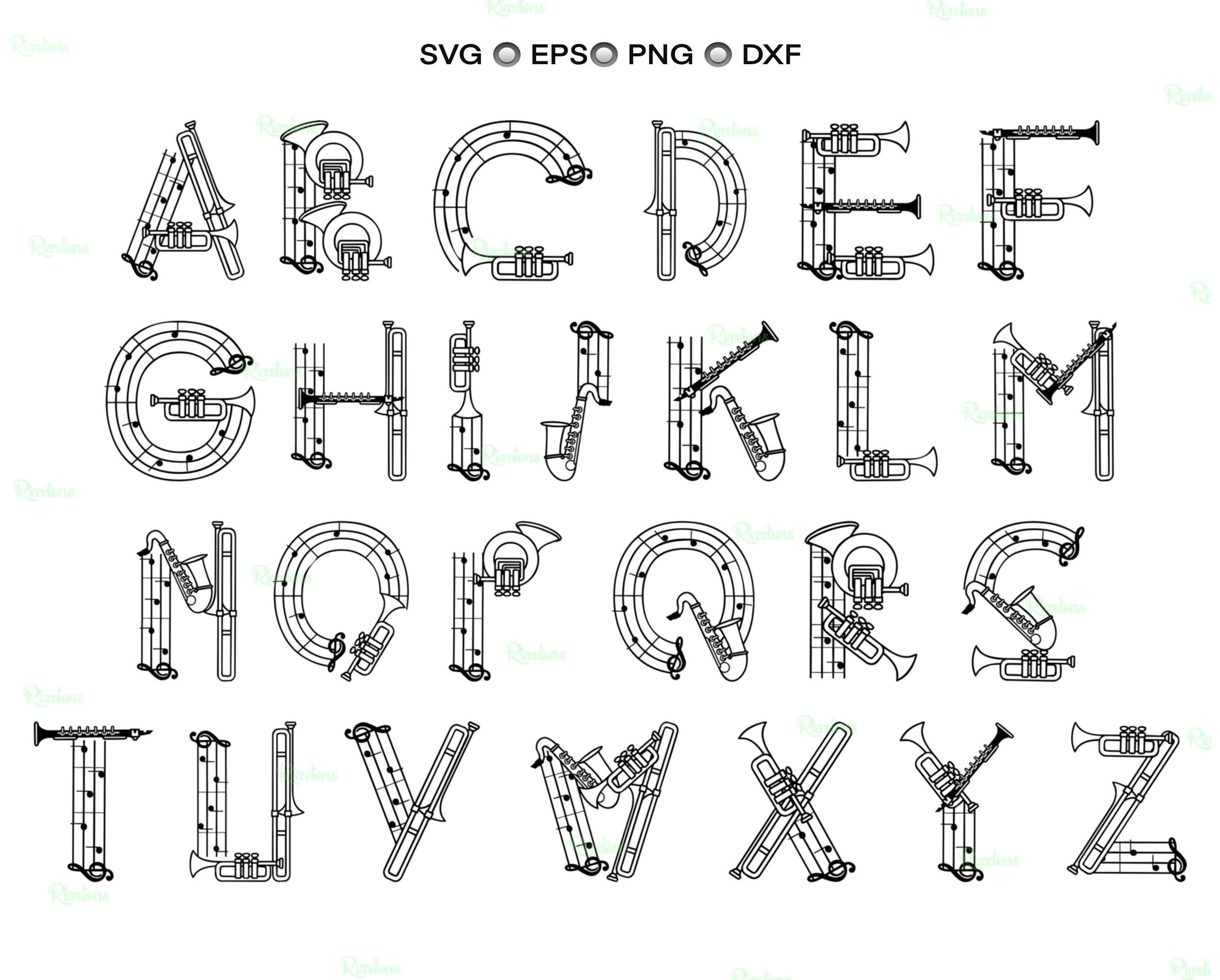 Music Font, Musical Svg, Music Alphabet, Musical Instrument Svg, Music ...