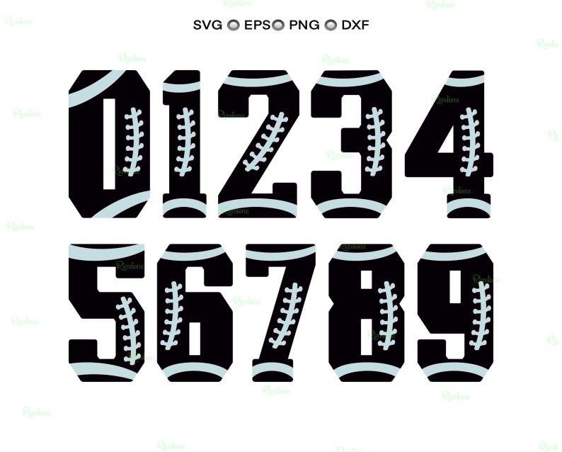 Football Numbers SVG PNG DXF Clipart, Sports Jersey Number Font Digital ...