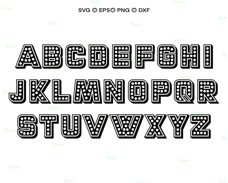 Marquee Lights Alphabet, Marquee Letters Svg, Lights Lettering, Lights ...