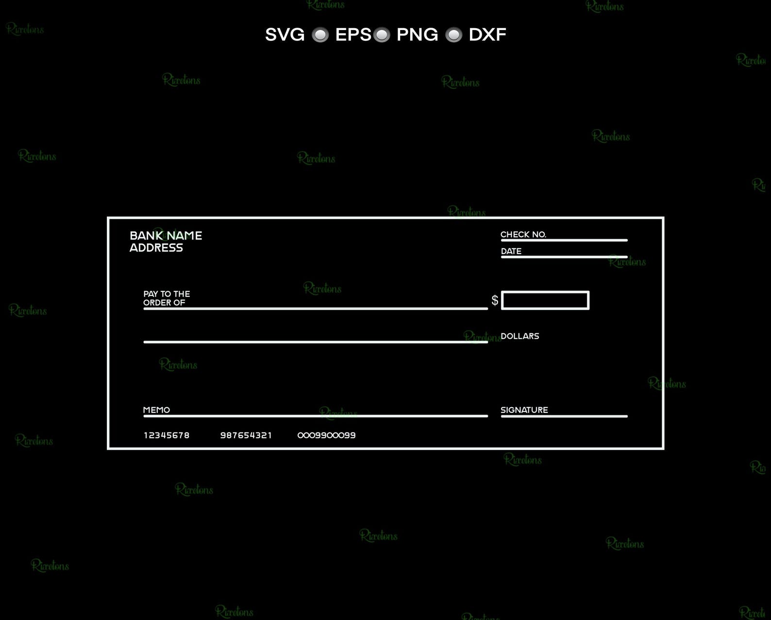 Bank Check Template Svg, Printable Business Cheque, Editable Blank ...