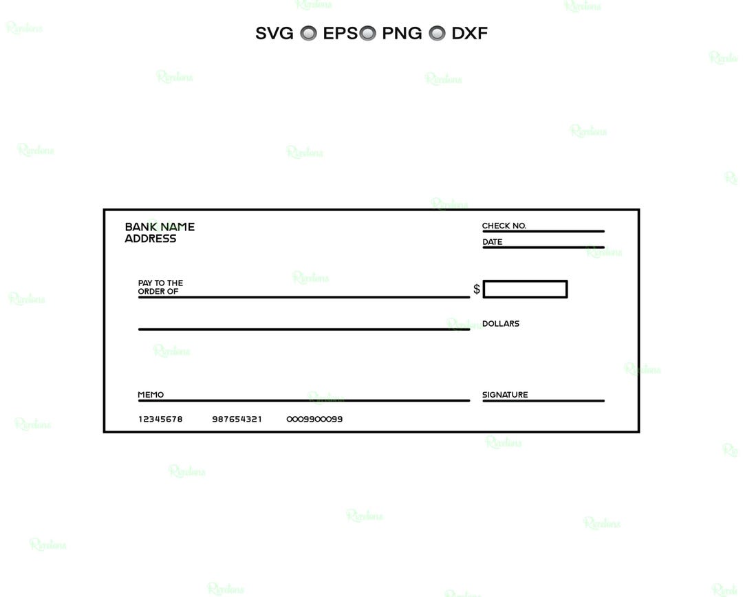 Bank Check Template Svg, Printable Business Cheque, Blank Check Cut ...