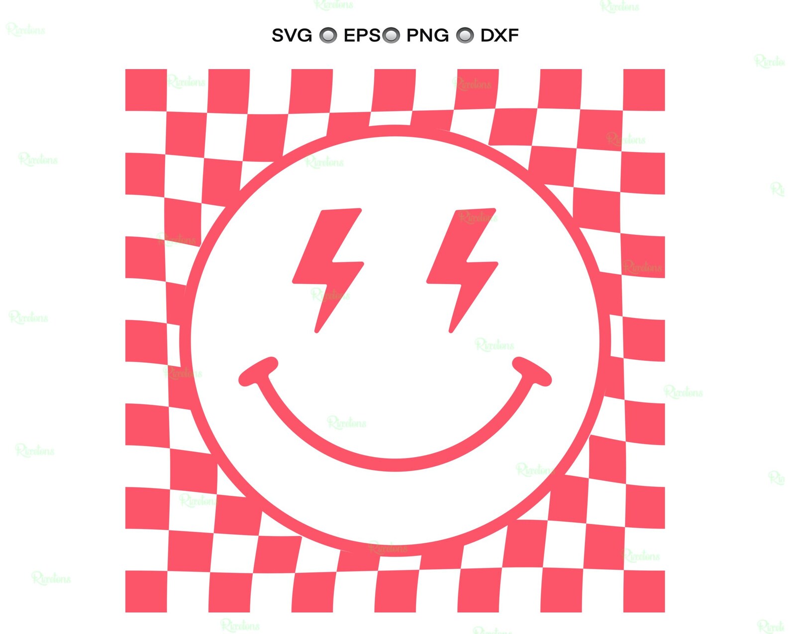 Checkered Smiley Lightning Eyes Svg, Smiley Face Lightning Bolt ...