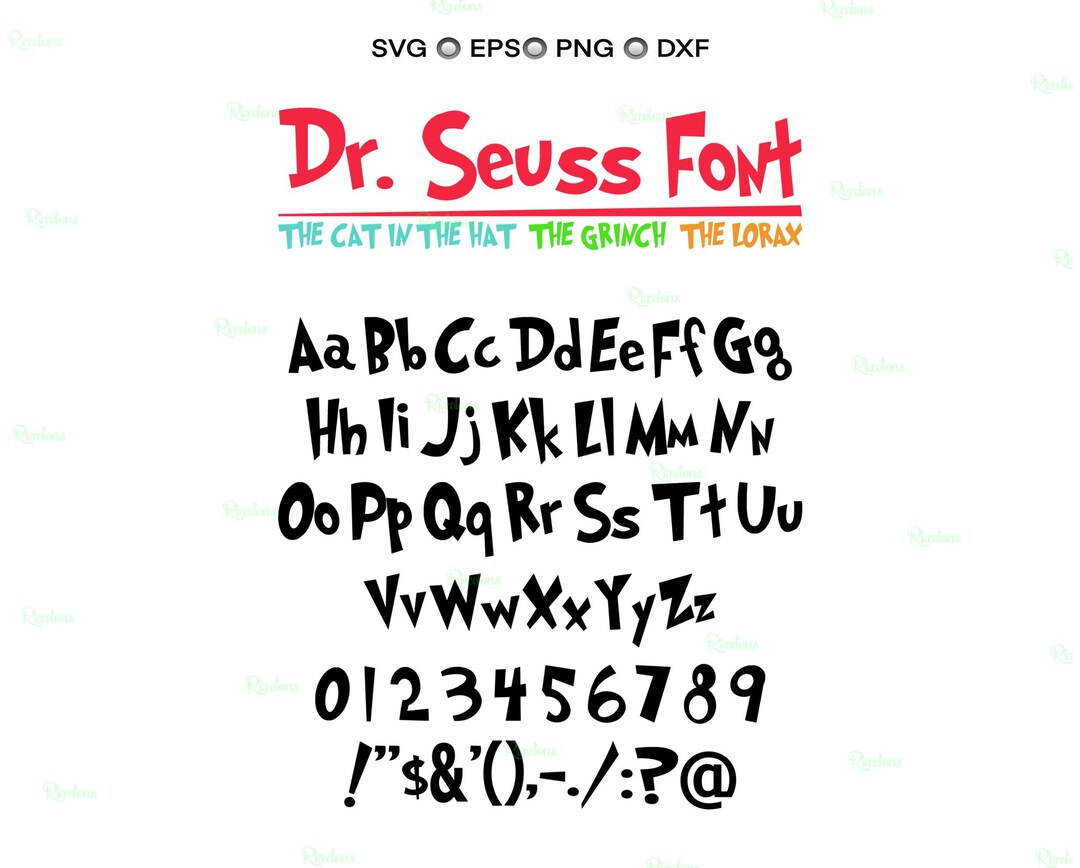 Buy Dr Seuss Font Svg, Seuss Alphabet Letters Numbers Vector, Whimsical ...