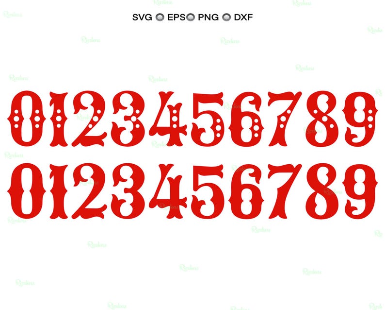 Carnival Circus Numbers SVG: Layered Fishtail Font (digital Files) - Etsy
