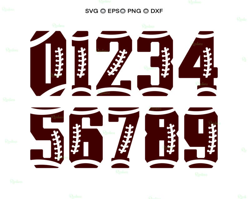 Football Numbers SVG PNG DXF Clipart, Sports Jersey Number Font Digital ...