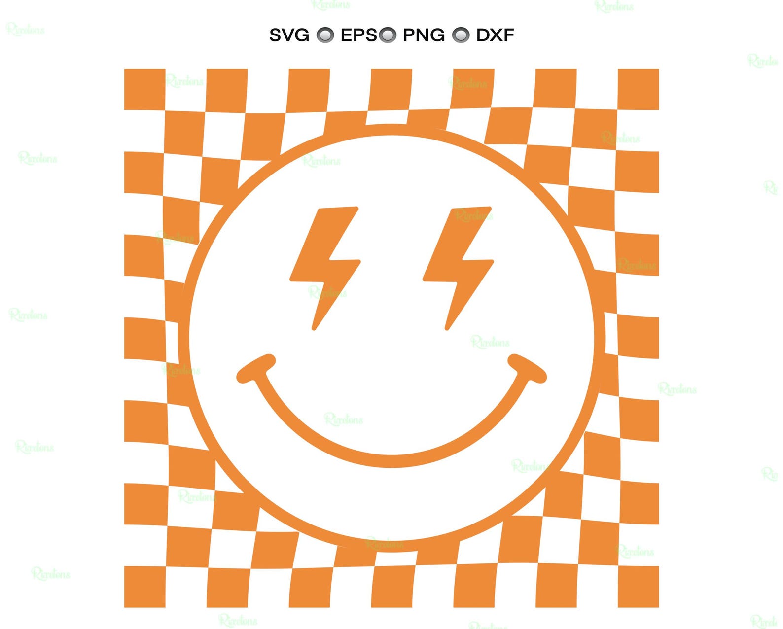 Checkered Smiley Lightning Eyes Svg, Smiley Face Lightning Bolt ...