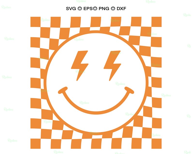Checkered Smiley Lightning Eyes Svg, Smiley Face Lightning Bolt ...