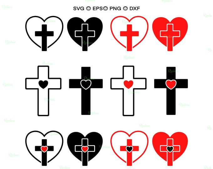 Heart Cross Svg, Cross Heart Svg, Baptism Cross Svg, Christian Shirts ...
