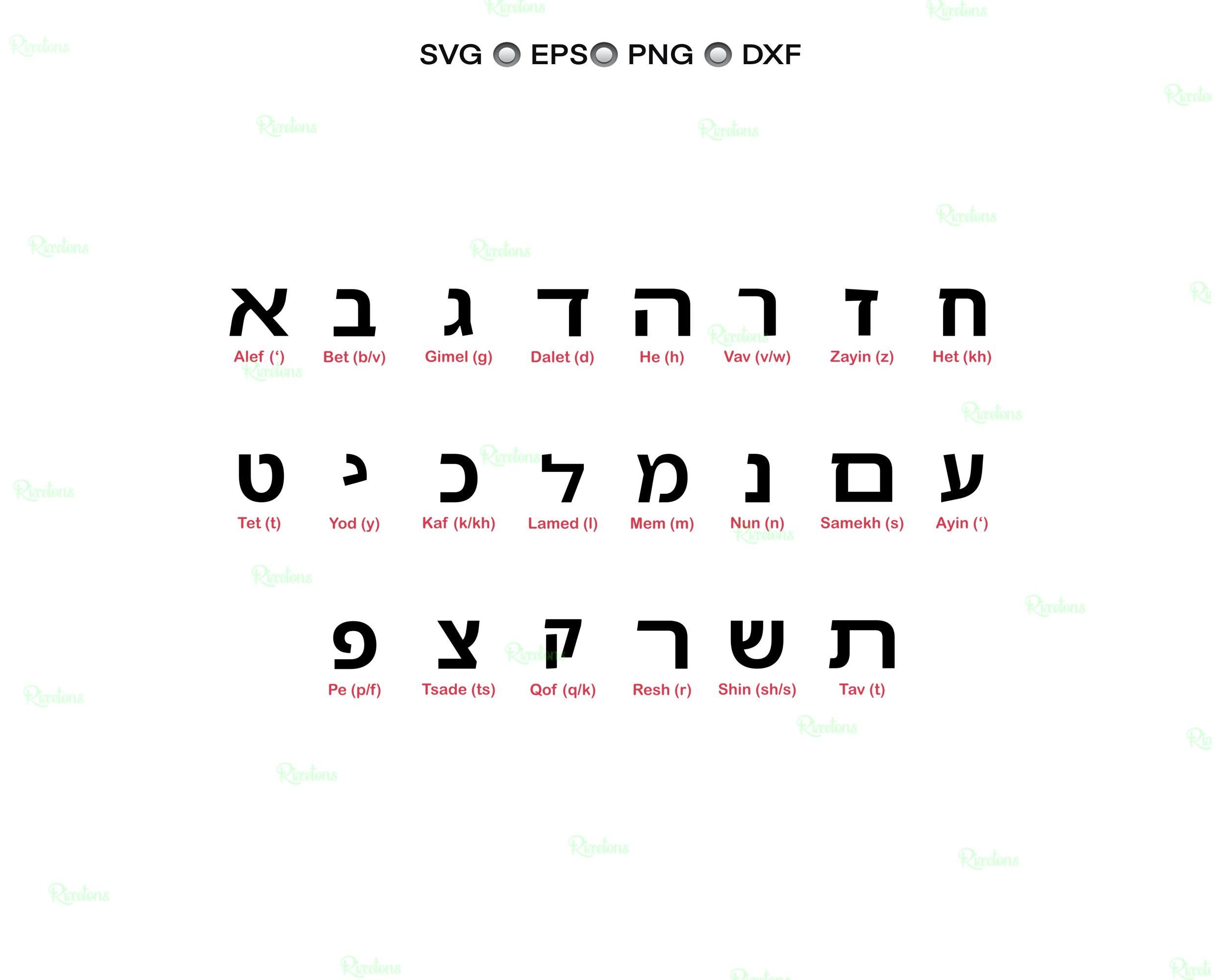 Hebrew Alphabet Svg Cut File for Cricut, Alef-bet Jewish Script Letters ...