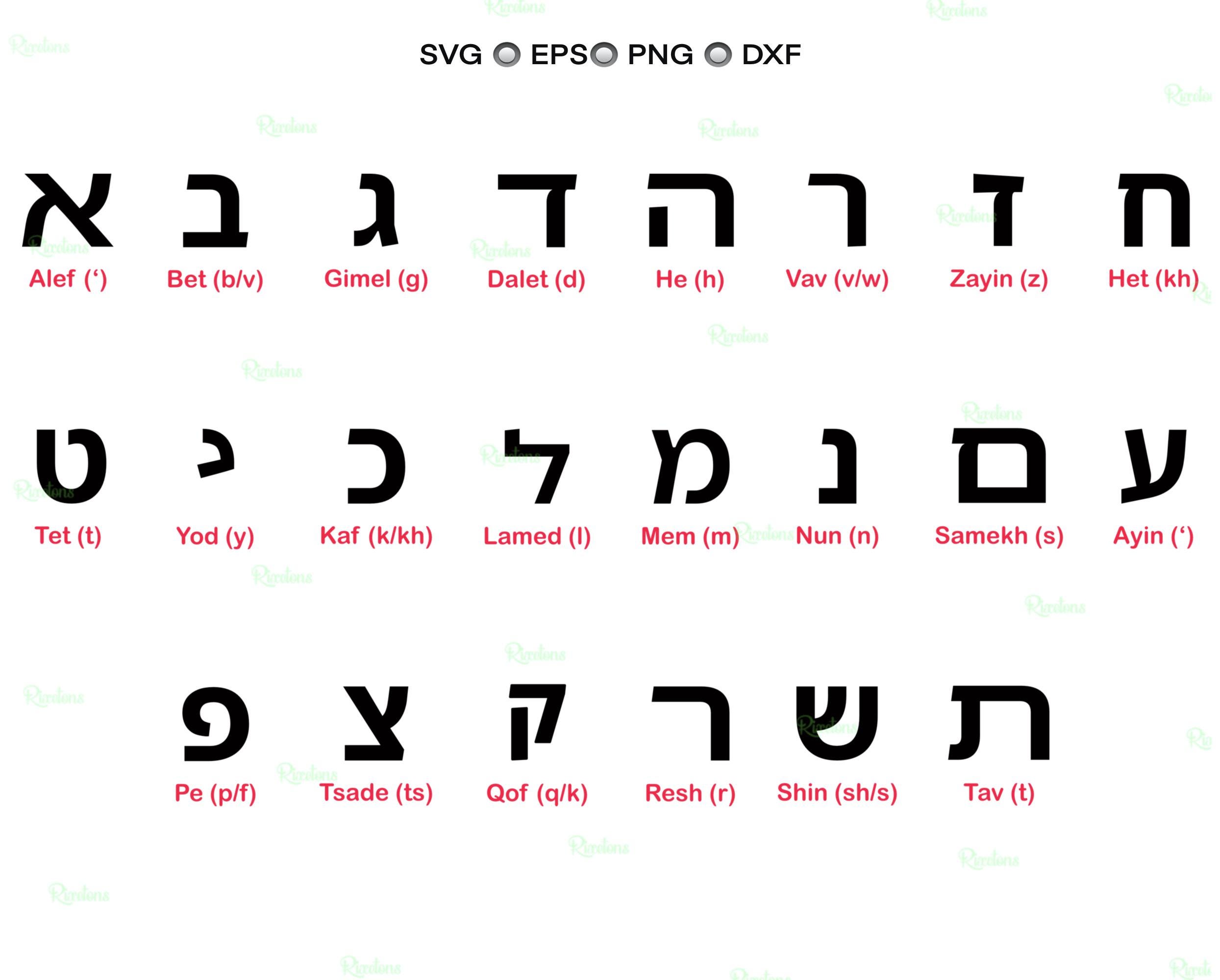 Hebrew Alphabet Svg, Alef-bet Script Font, Jewish Yiddish Letters Cut ...