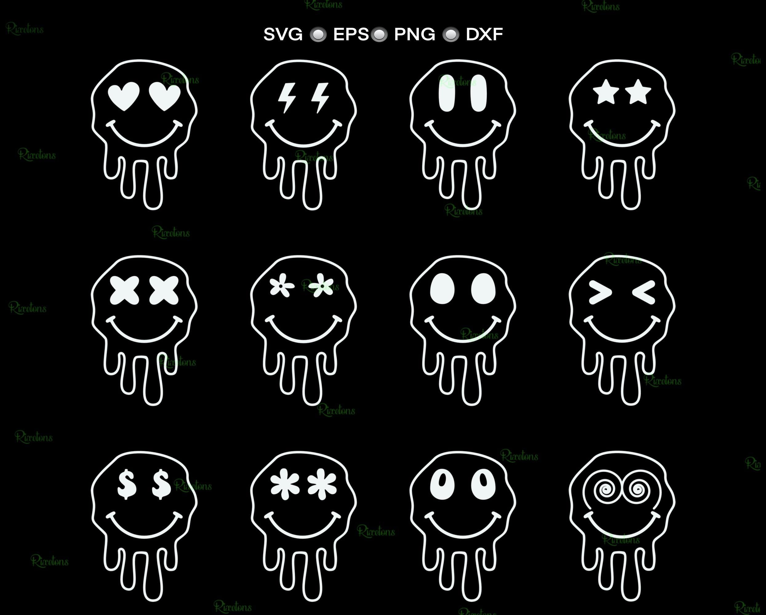 Melted Smiley Face Svg, Dripping Smiley Png, Melting Emoji Svg, Drippy ...