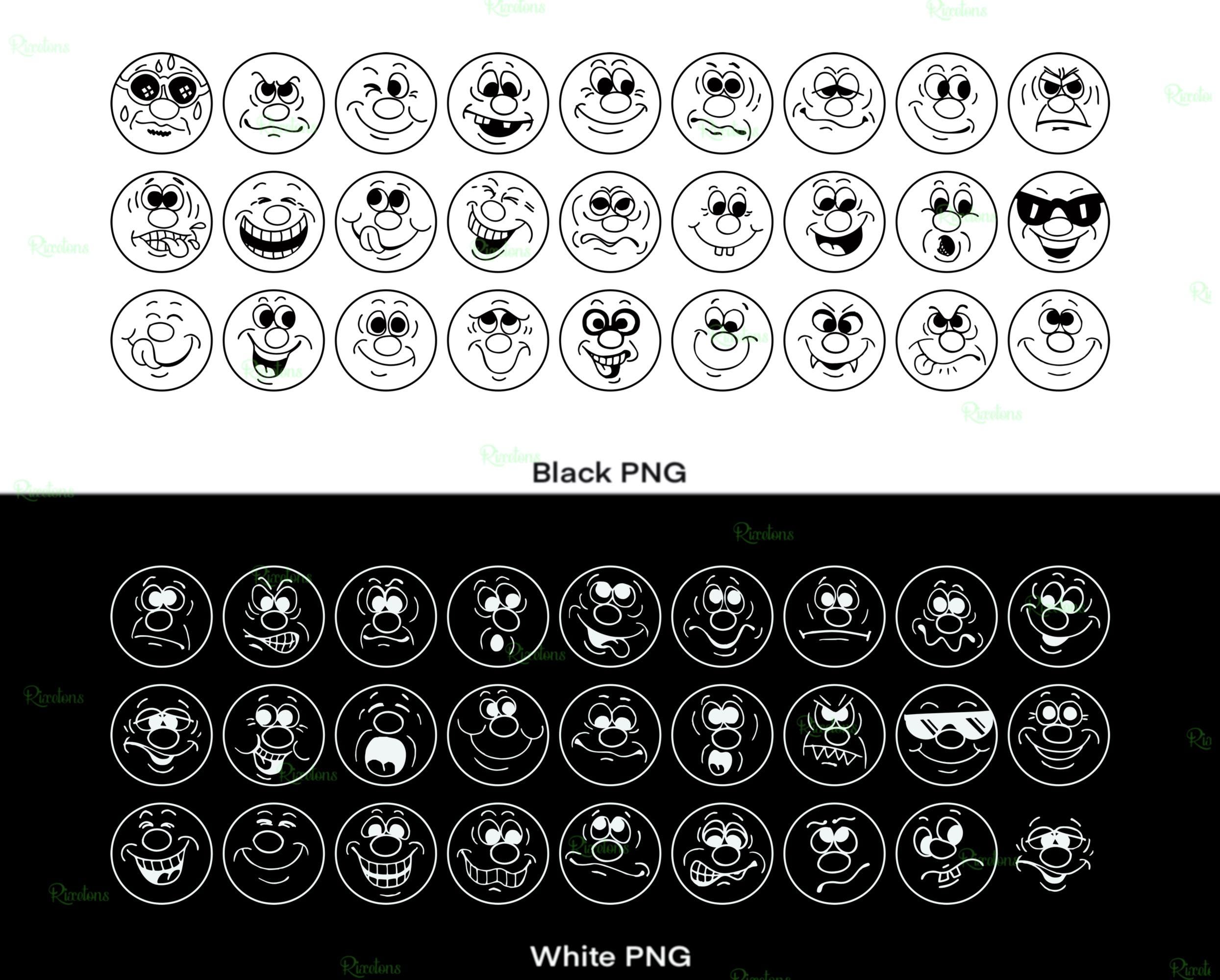 Funny Face SVG Bundle, Cartoon Emoticon Svg Png Dxf Eps Cut Files for ...