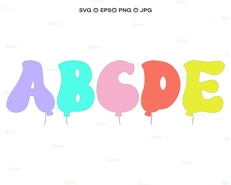 Balloon Font Svg Bundle, Party Font Clipart, Alphabet PNG EPS JPG for ...