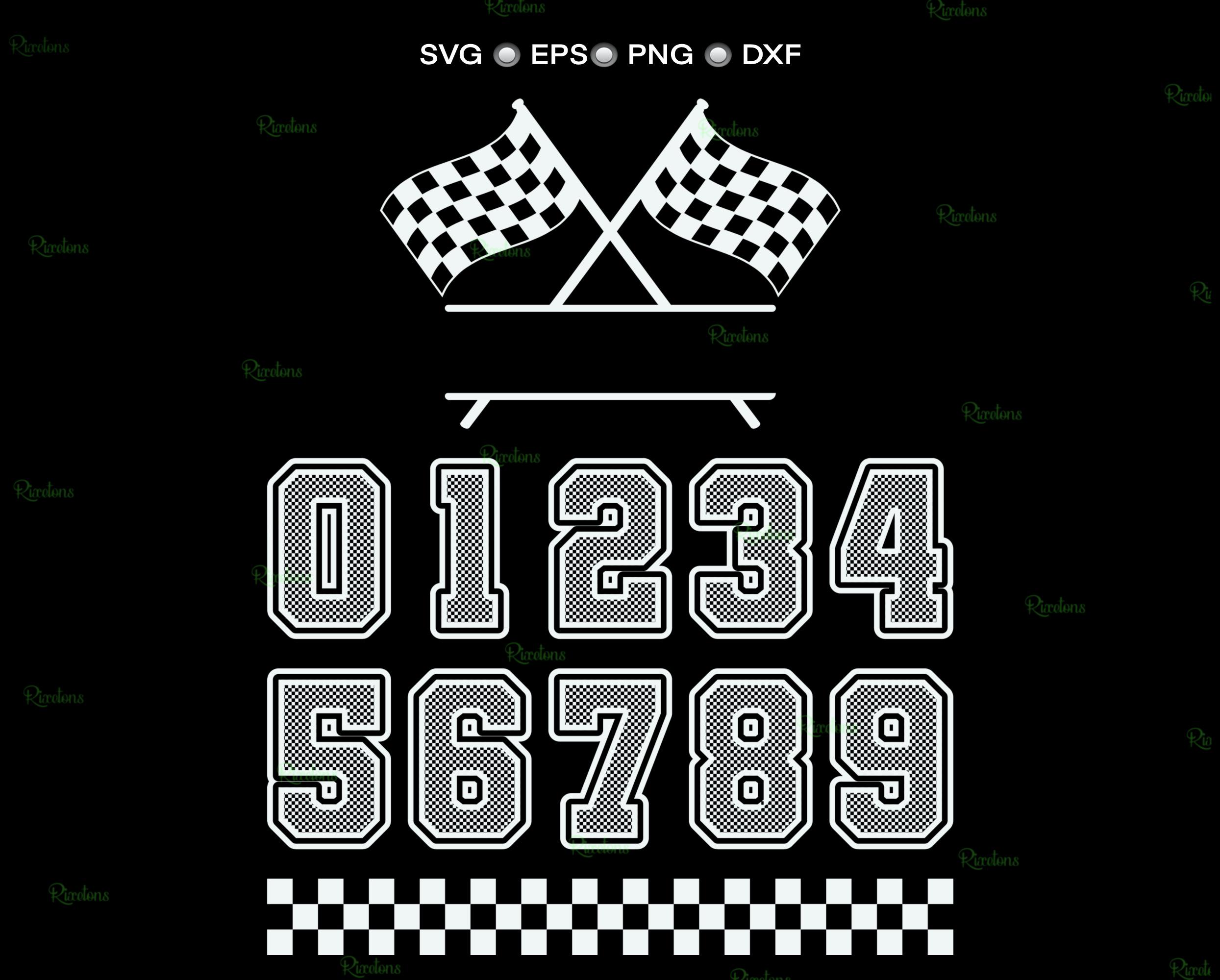 Racing Numbers Svg, Race Number Svg, Checkered Numbers Svg, Racing Flag ...