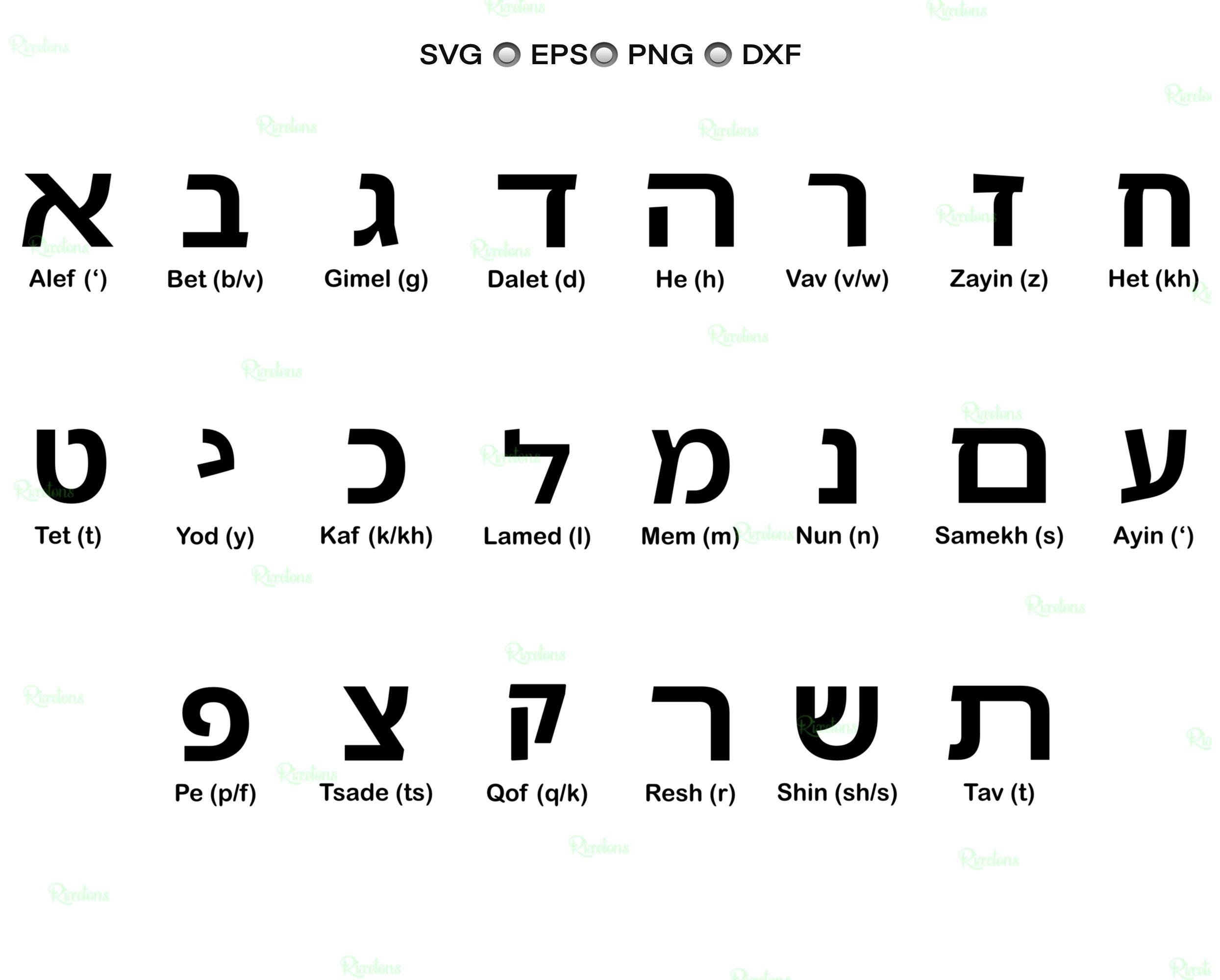Hebrew Alphabet Svg, Alef-bet Script Font, Jewish Yiddish Letters Cut ...
