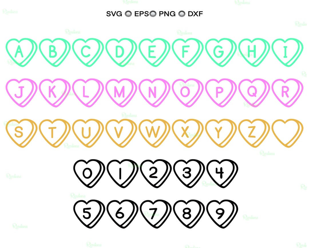 Heart Font SVG Bundle, Heart Letters Numbers, Love Svg, Heart Png ...