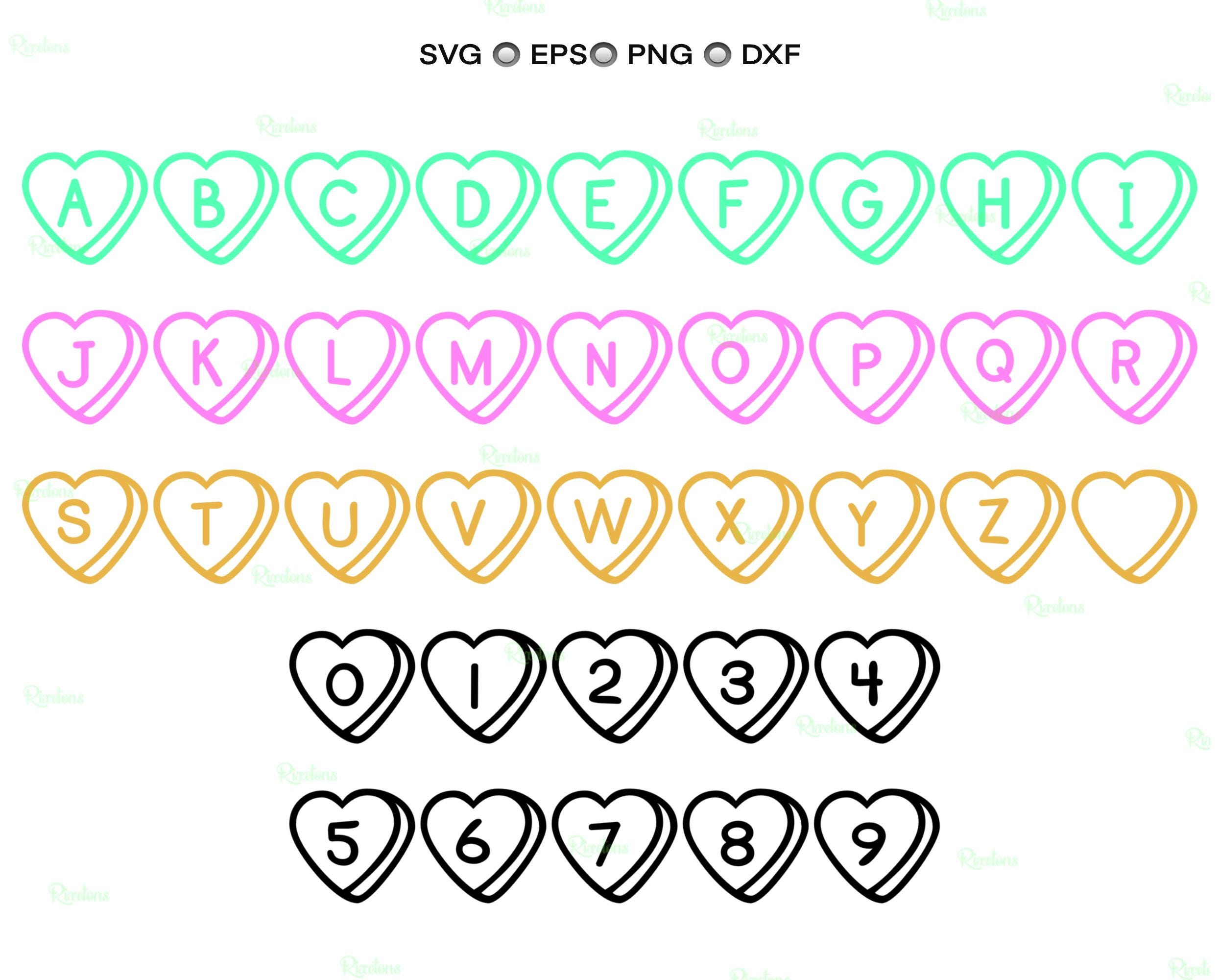 Heart Font SVG Bundle, Heart Letters Numbers, Love Svg, Heart Png ...