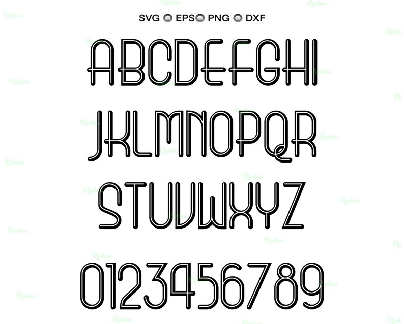Retro Outline Font SVG, Alphabet Numbers PNG for Cricut, T-shirts ...