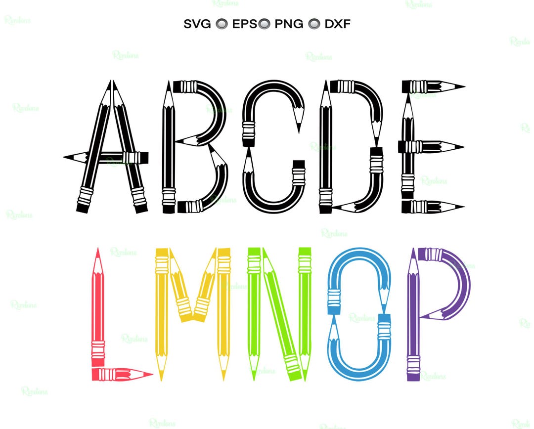 Pencil Alphabet Font: School SVG Clipart Letters (digital Files) - Etsy