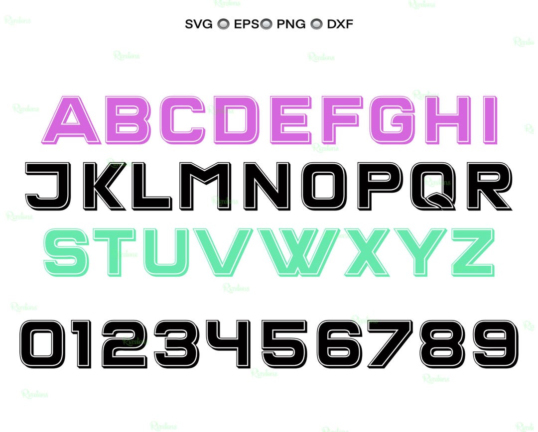 Chunky Outline Font SVG, Bold Alphabet Numbers PNG Cricut, T-shirts ...