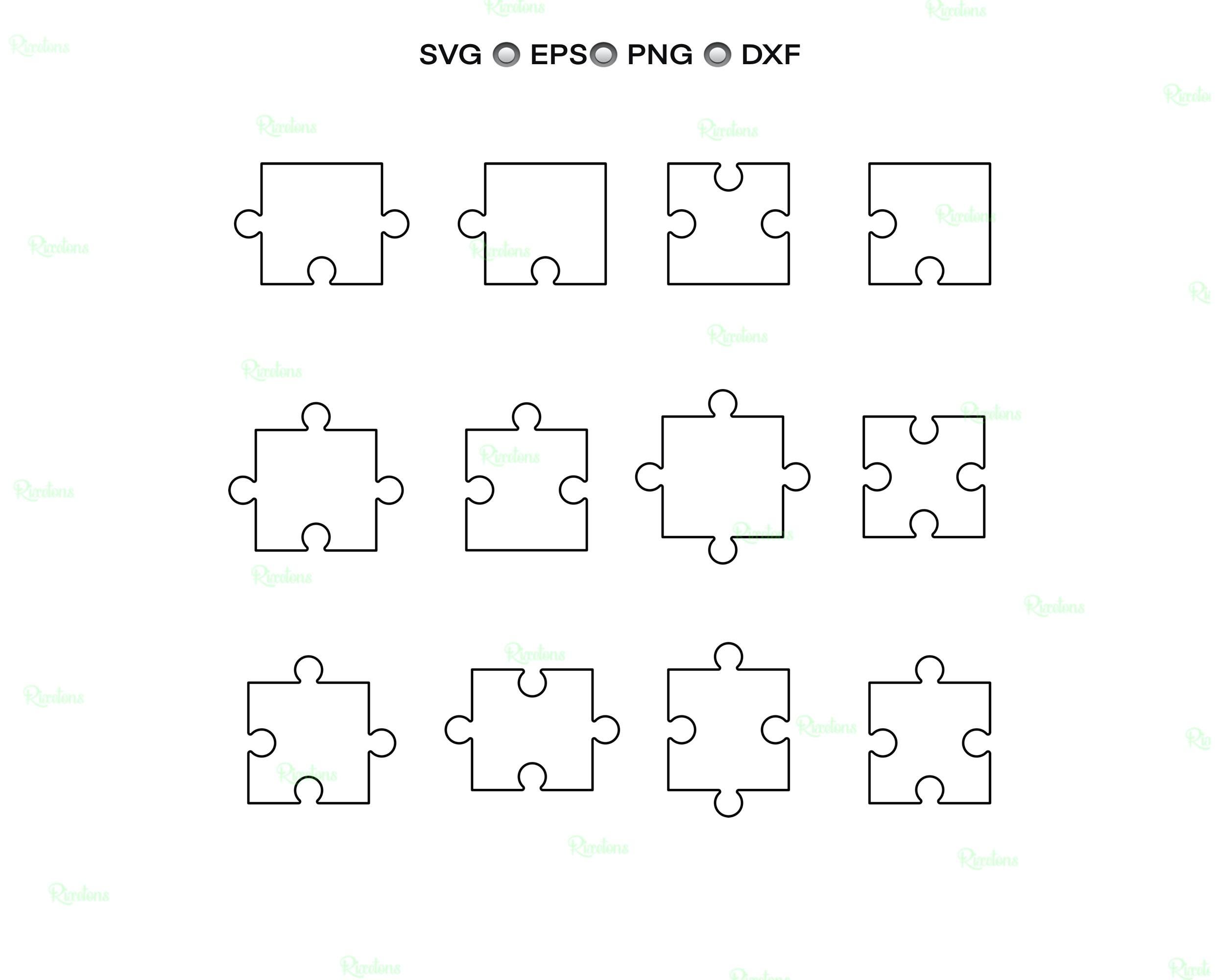 Puzzle Svg Bundle, Jigsaw Piece Outlines, Interlocking Blank Puzzle Cut ...