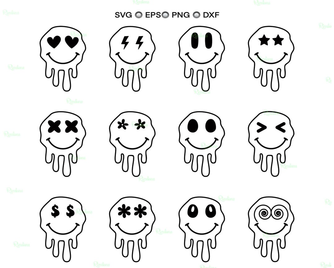 Melted Happy Face, Dripping Smiley Face, Trippy Aesthetic, Edgy Face ...