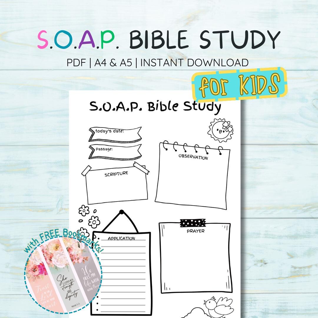 Kids Bible Study Guide Printable Christian Activity Workbook Children ...