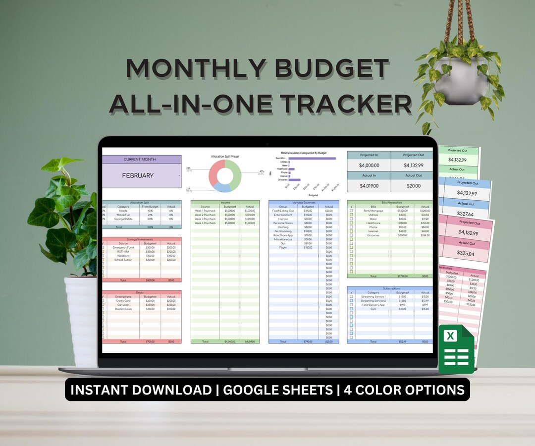 Simple Budget Planner Google Sheet: Monthly, Weekly, Biweekly (digital ...