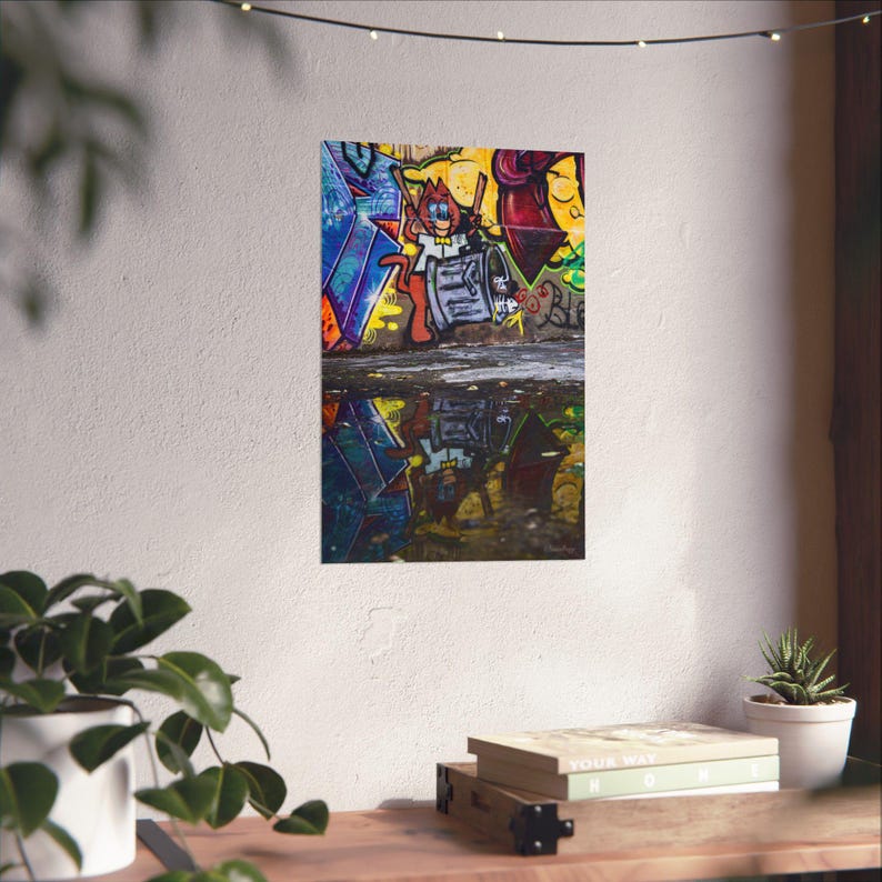 Cartoon Cat Drummer Graffiti Art Print: Urban Street Photography - Etsy