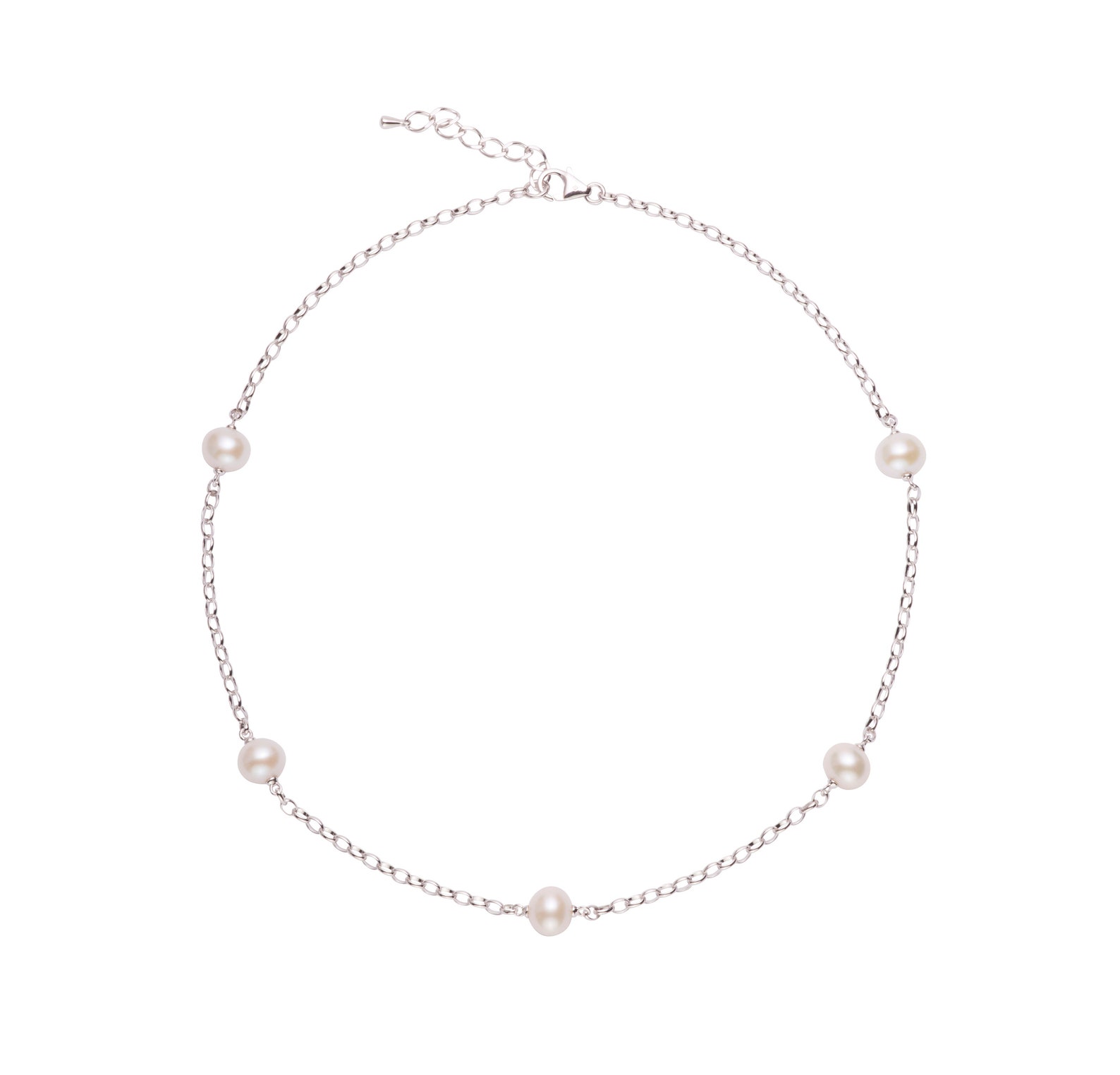 Sterling Silver Pearl Chain Necklace With Cultured Freshwater - Etsy