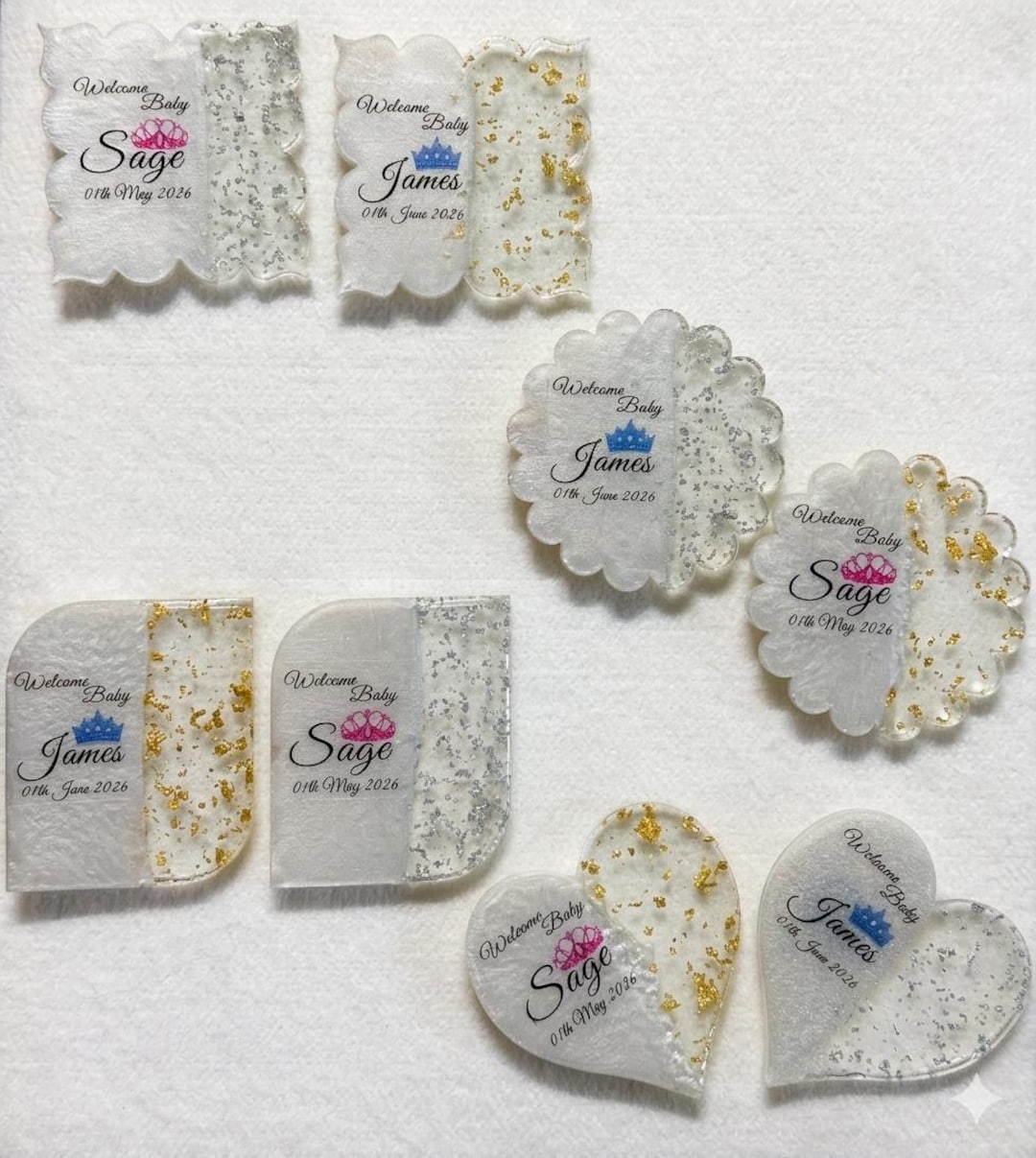 Personalized Baby Shower Favors, UV Printed Epoxy Crown Magnets, Prince ...