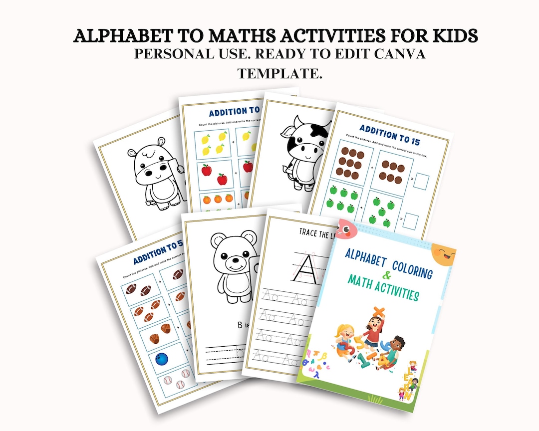 Alphabet to Maths Activity Book, Kids Learning Fun, Printable ...
