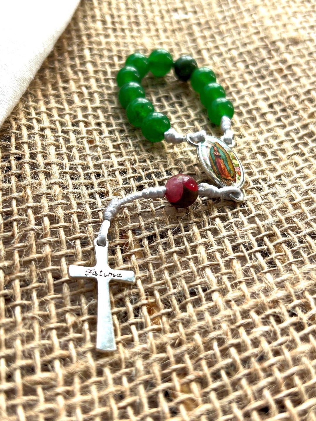 Our Lady of Guadalupe Decade Mini Rosary. Green Jade and Silver. - Etsy