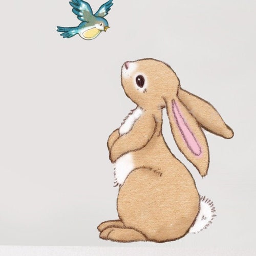 Boo and the Blue Bird Wall Decal Bunny and Bird Wall Sticker - Etsy