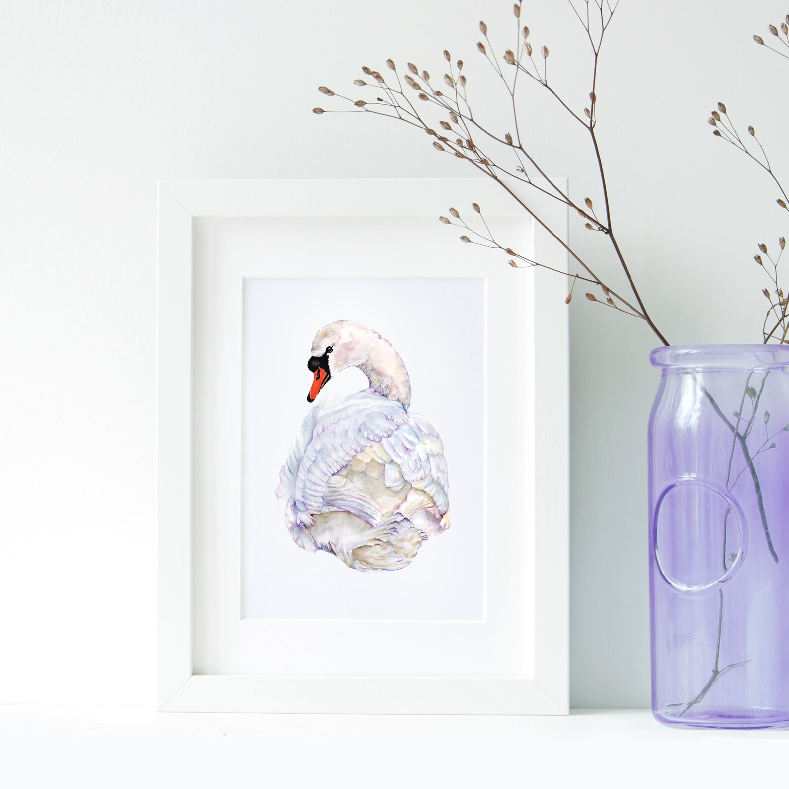 Swan Watercolor Print Swan Princess Print Swan Wall Decor | Etsy