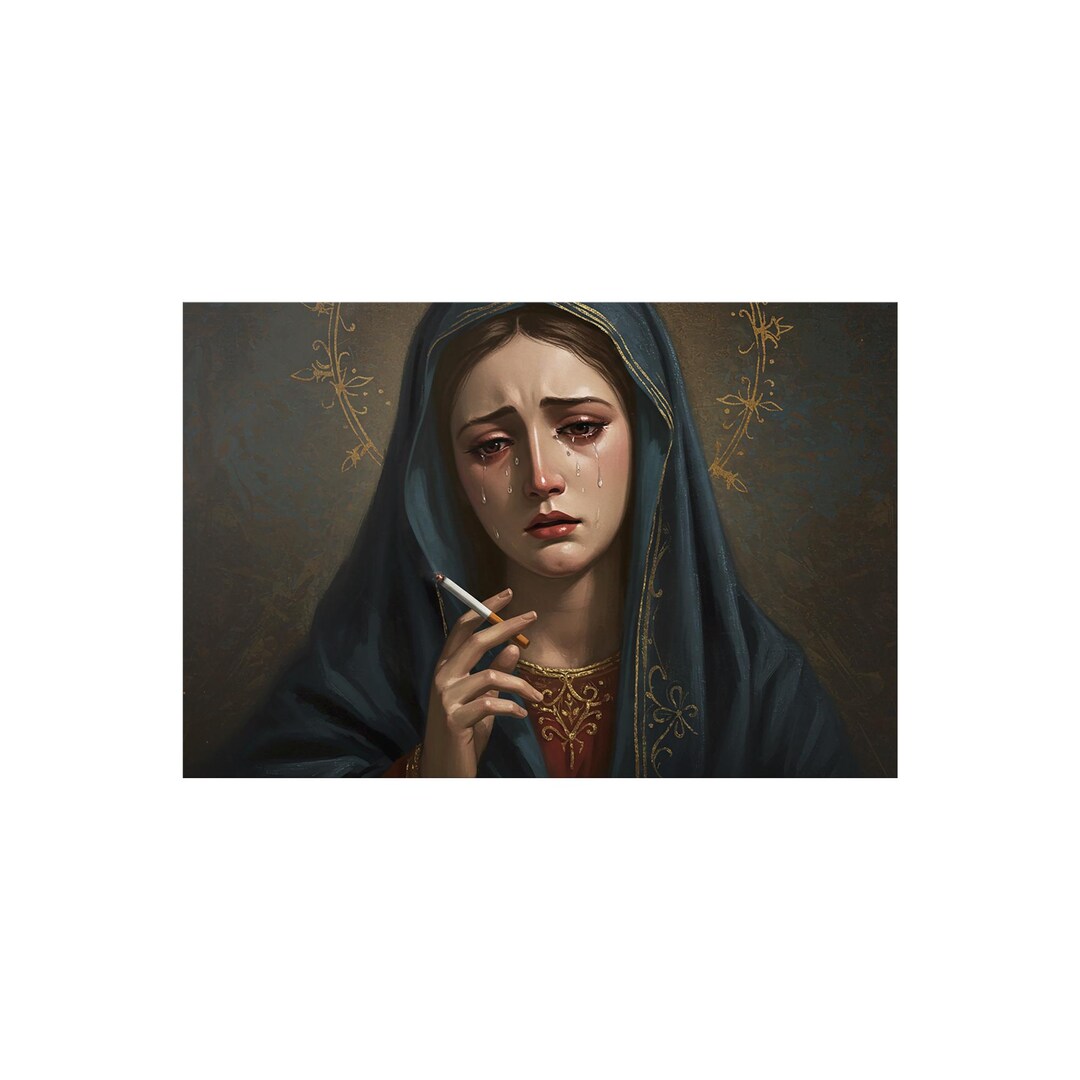 Modern Mother Mary Smoking Baroque Painting 8x12 Art Print - Etsy