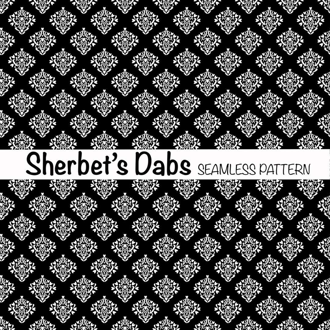 Damask Hearts White Black Hand Drawn Digital Seamless Pattern ...