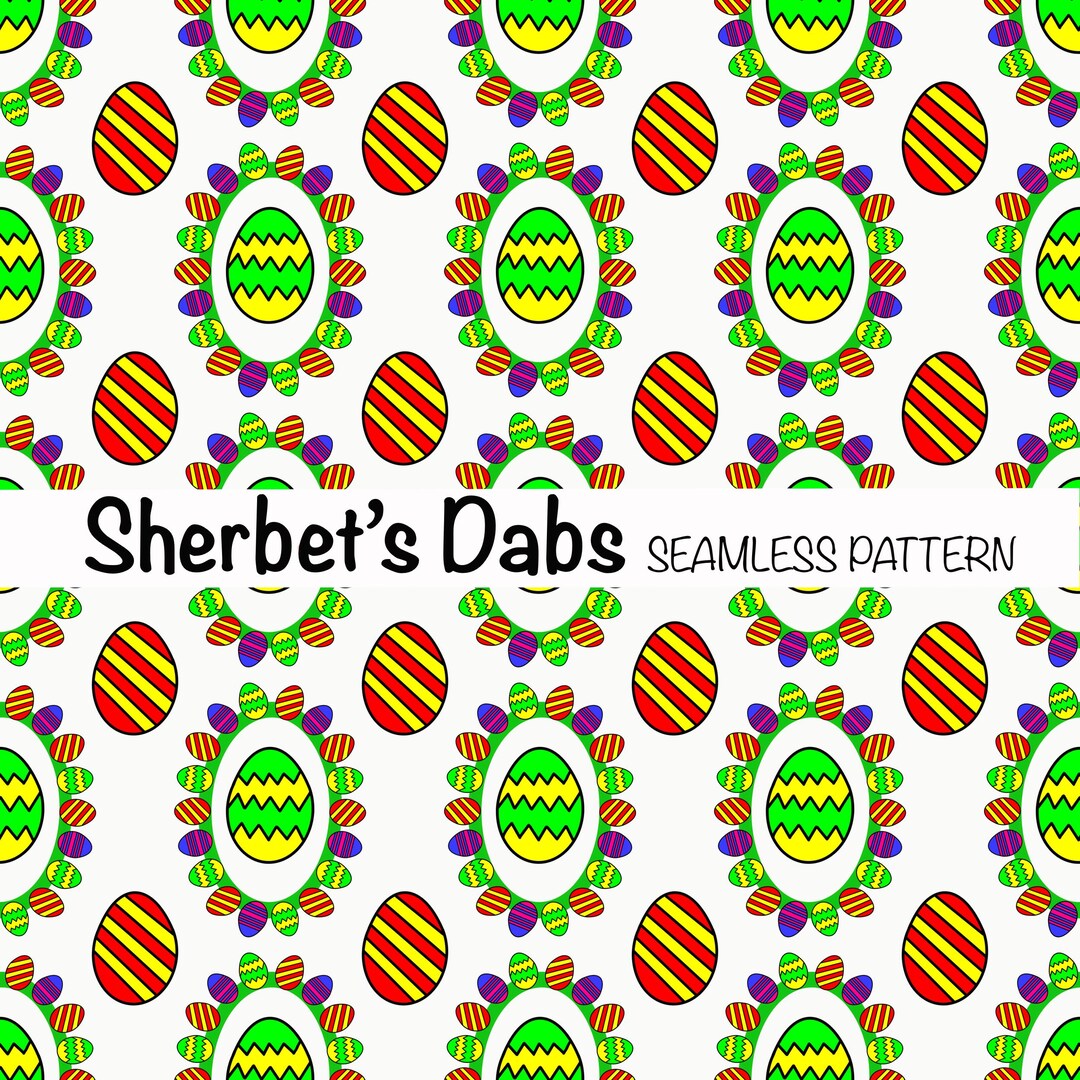 Hand Drawn Easter Eggs Seamless Pattern: Bright PNG (digital Download ...