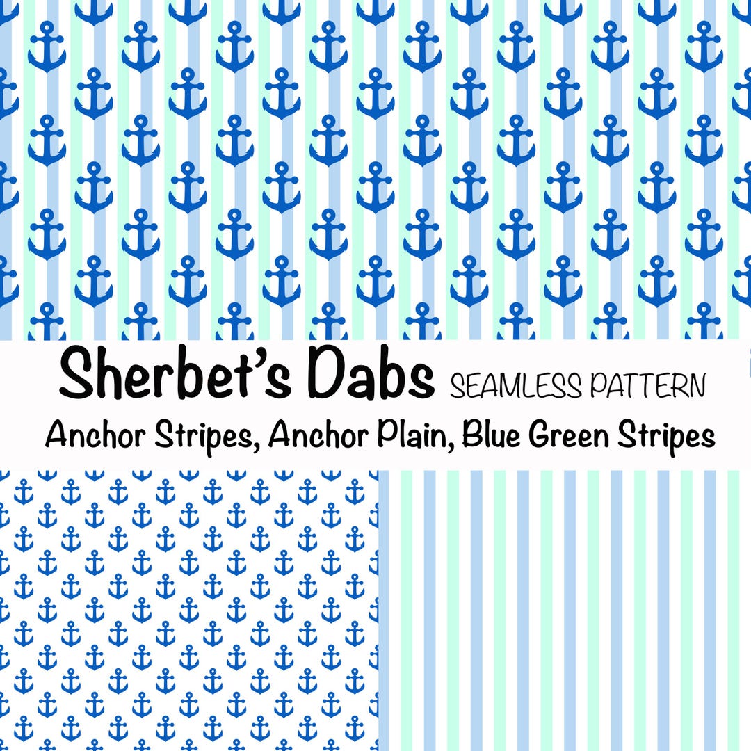Nautical Anchor Stripes Seamless Pattern (3 PNG Files) - Etsy