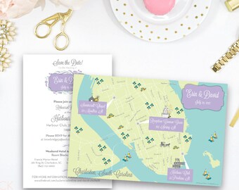 Wedding/event Map Invitation Save the Date Program or | Etsy