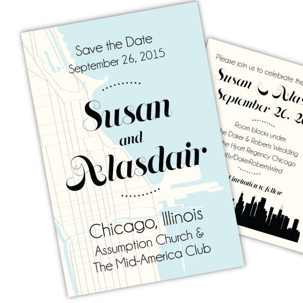 Chicago Map Invitation - Etsy